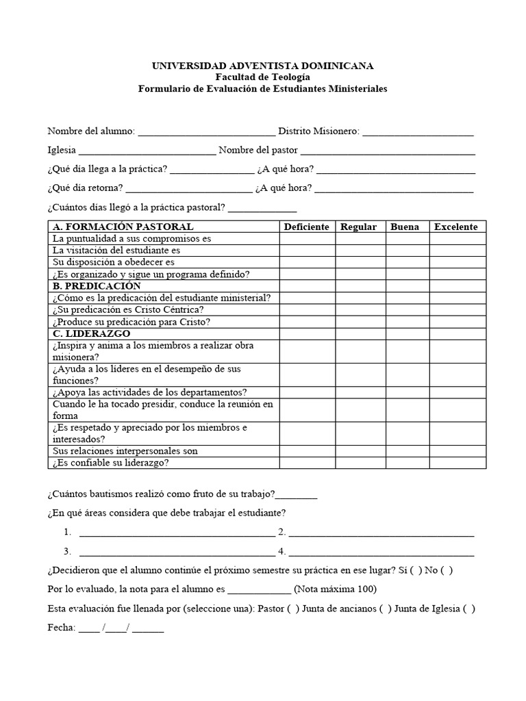 Formulario Evaluación Práctica | PDF