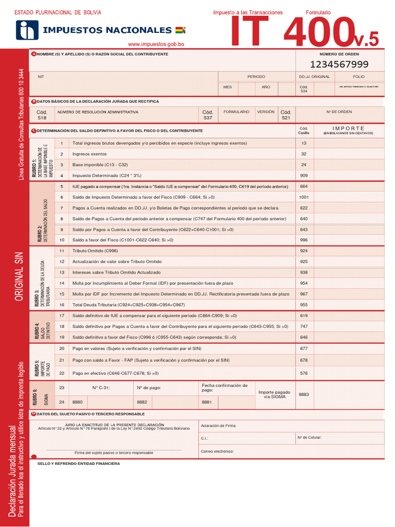 Formulario-400-V5 Rec | PDF | Pagos | Impuestos