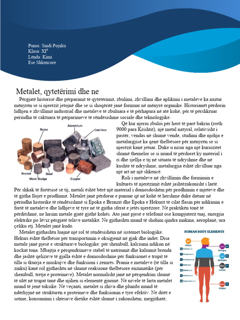 Metalet, Qyteterimi Dhe Ne | PDF