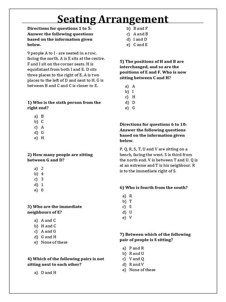 Seating Arrangement | PDF