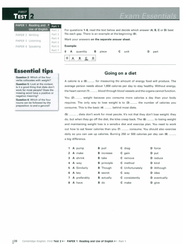Essentials FCE BOOK 1 - TEST 2 - READING AND USE OF ENGLISH | PDF