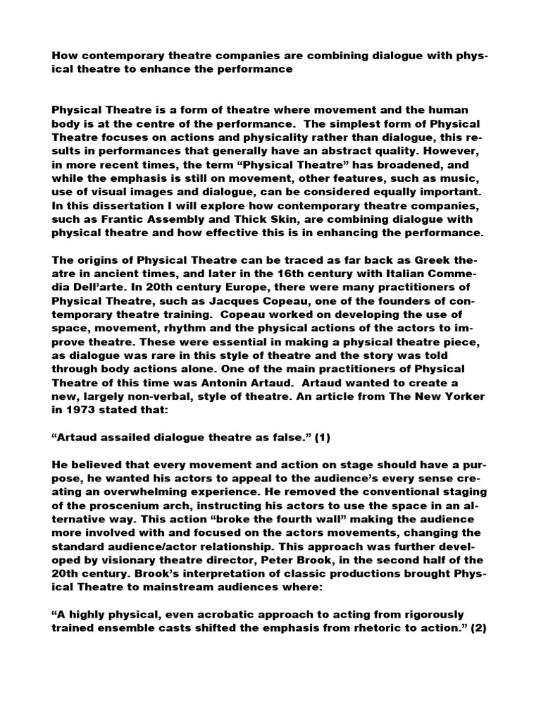 Physical Theatre | PDF | Theatre | Actor