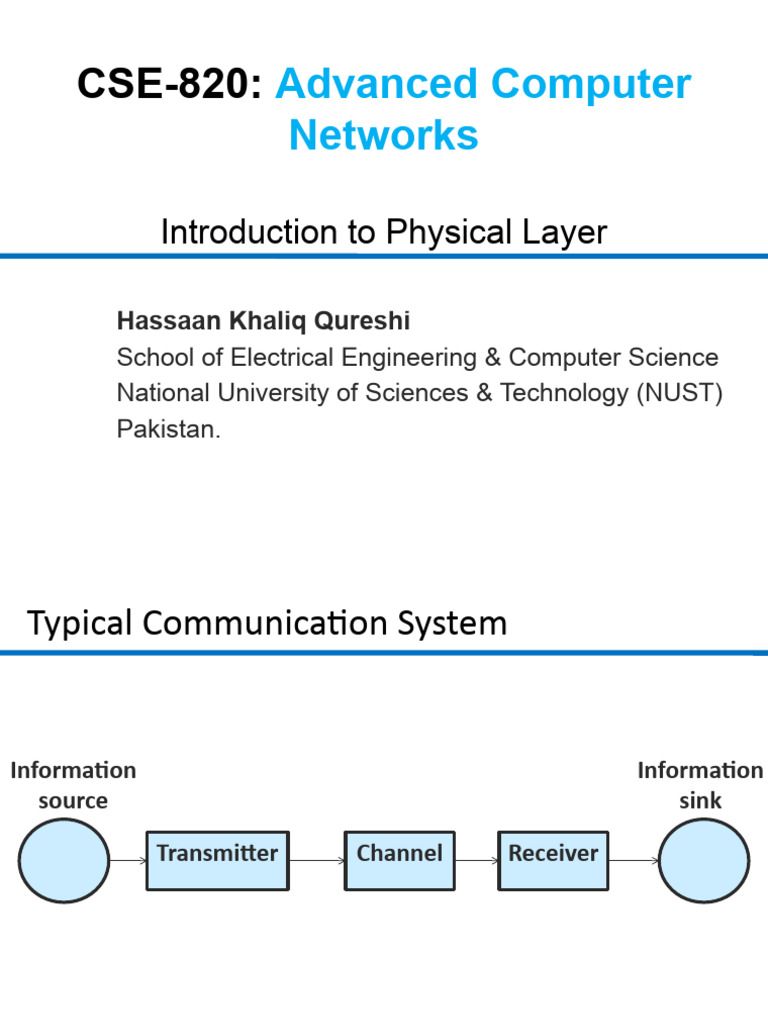 Lecture 2 - Physical Layer | PDF | Transmission Medium | Bandwidth (Signal Processing)