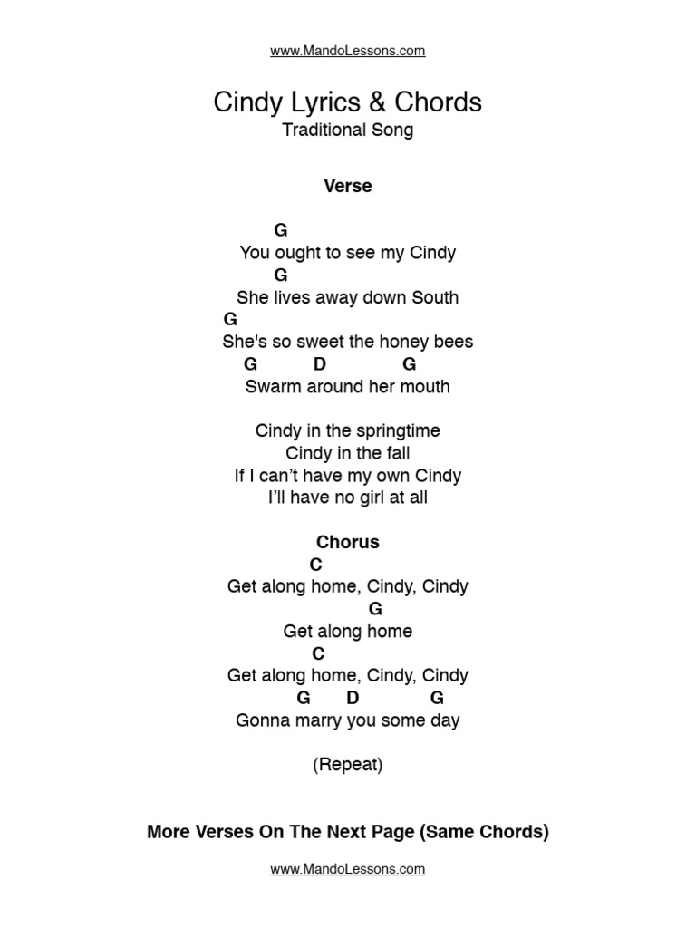 Cindy Lyrics | PDF