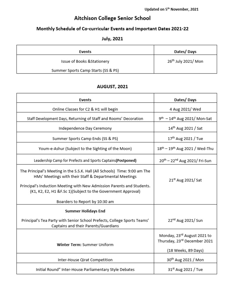 General Calendar 20211105 Ss | PDF