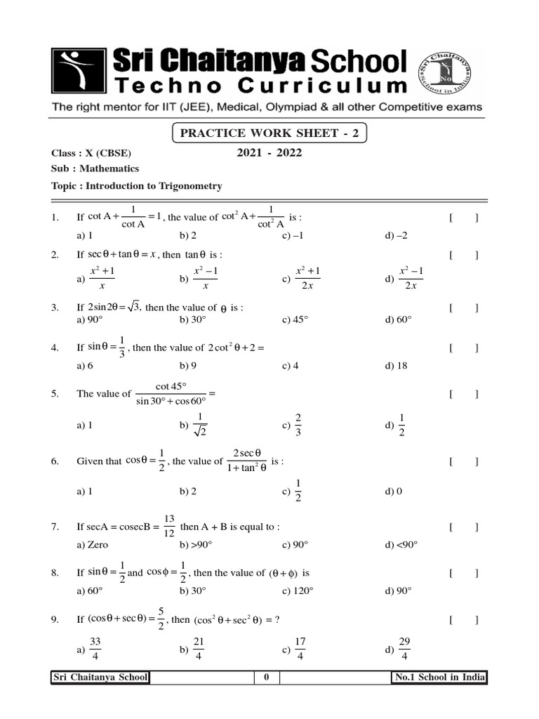 06 - Introduction To Trigonometry Practice WS - 2 | PDF | Lie Groups ... 06 - Introduction To Trigonometry Practice WS - 2 | PDF | Lie Groups ...