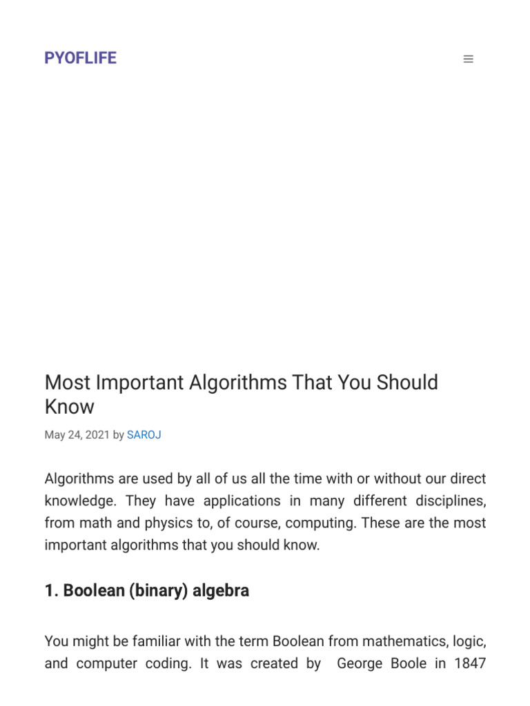 Most Important Algorithms That You Should Know - PYOFLIFE | PDF | Fast ...