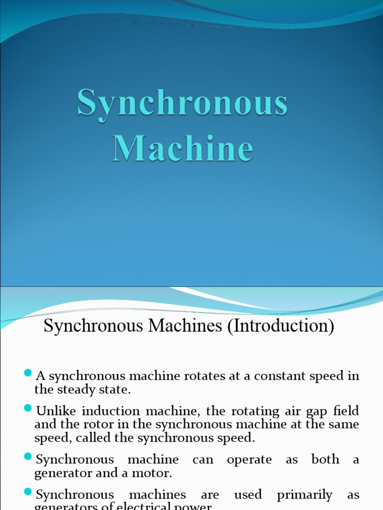 Synchronous Machine PPT - DPC - Modified - 14th December | PDF