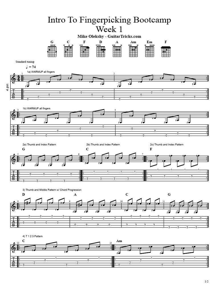 Fingerpicking BOOTCAMP WK 1 TABS-1 | PDF