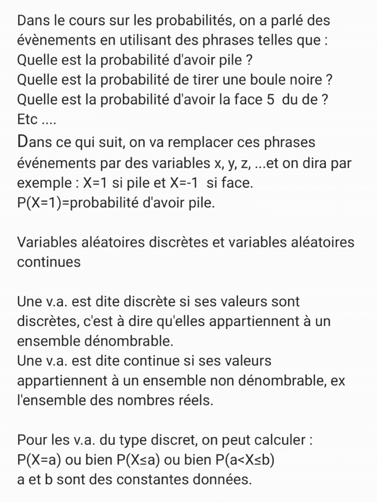 Variables Aléatoires | PDF