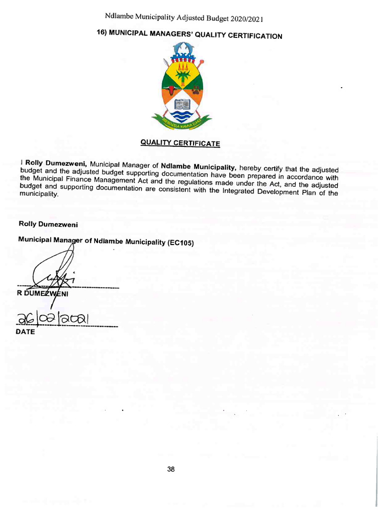 EC105 2022 Tabled Budget Quality Certificate | PDF