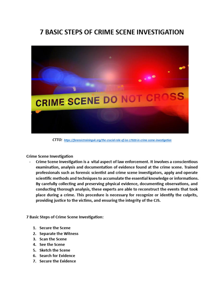 7 Basic Steps of Crime Scene Investigation | PDF | Crime Scene ...