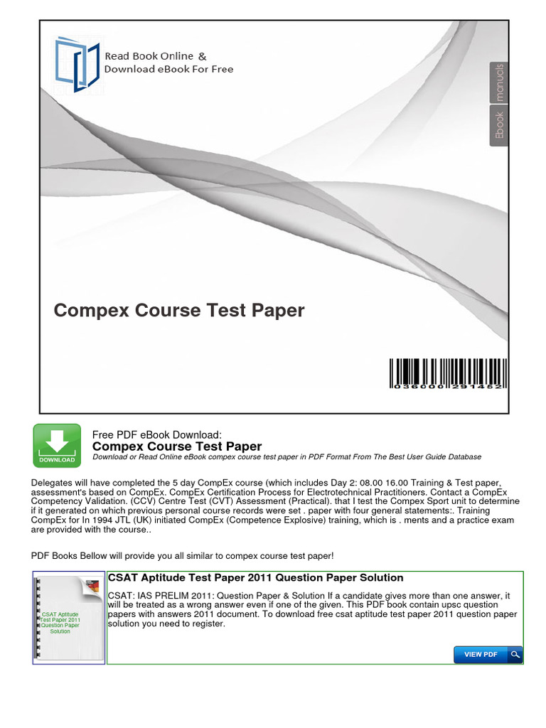 Compex Course Test Paper | PDF | Multiple Choice | Certification