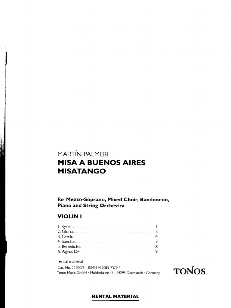 Misa Tango Violino 1. | PDF