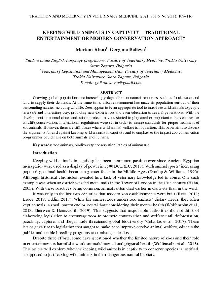 Khan & Balieva-Keeping Wild Animals in Captivity-1 | PDF | Zoo | Animal ...