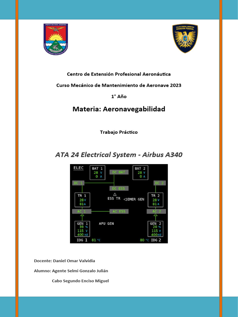 ATA 24 Electrical System | PDF | Ingenieria Eléctrica | Corriente eléctrica