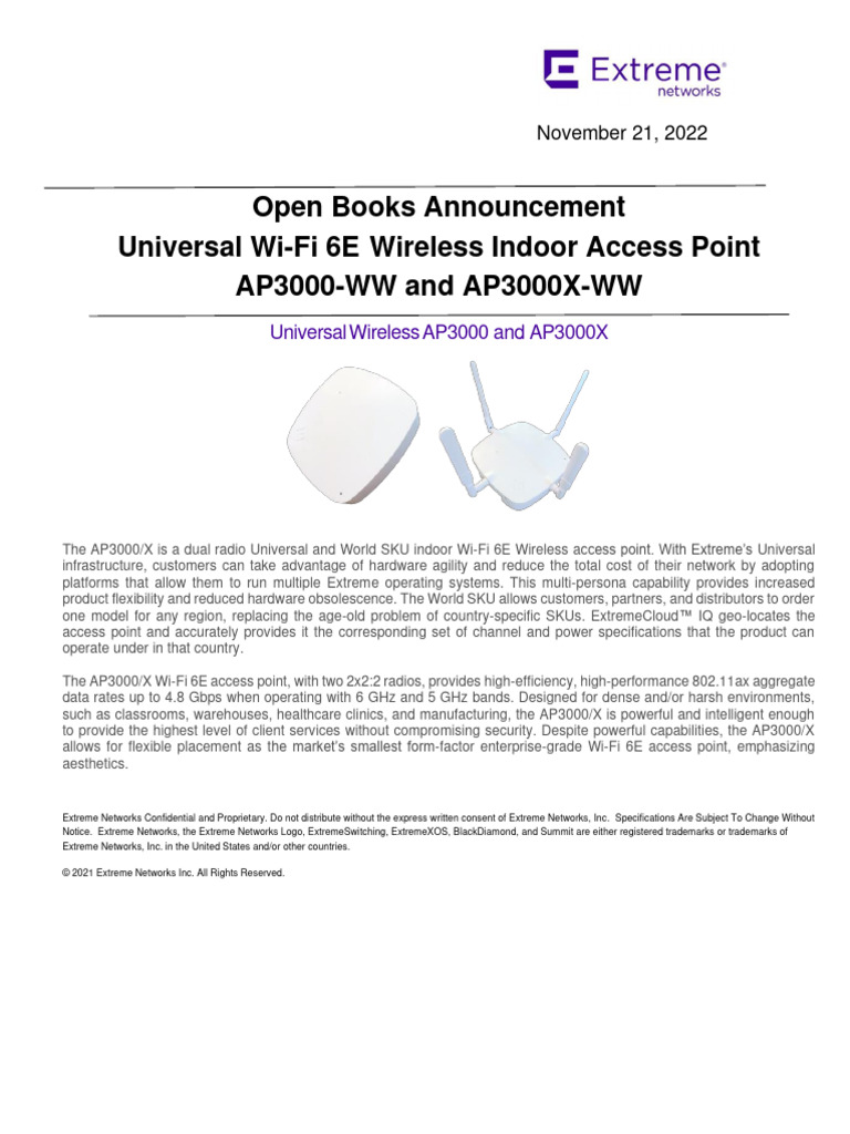 Open Books Announcement For AP3000 and AP3000X | PDF | Wi Fi | Wireless ...