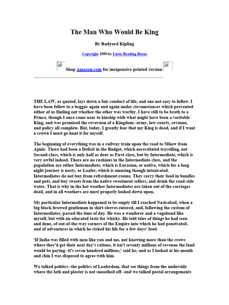 The Man Who Would Be King Summary | PDF