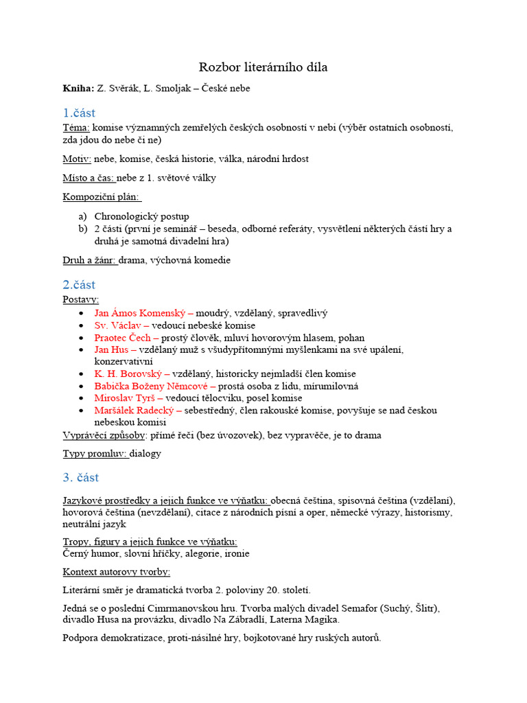 Rozbor České Nebe | PDF