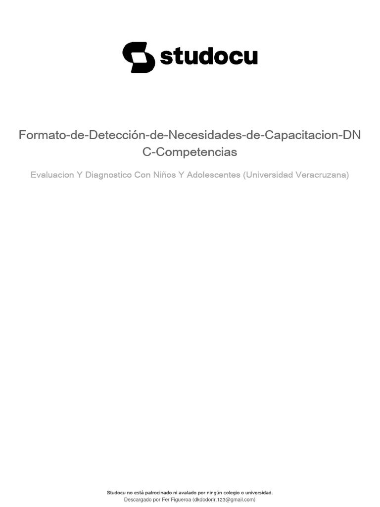 Formato de Deteccion de Necesidades de Capacitacion DNC Competencias | PDF Formato de Deteccion de Necesidades de Capacitacion DNC Competencias | PDF