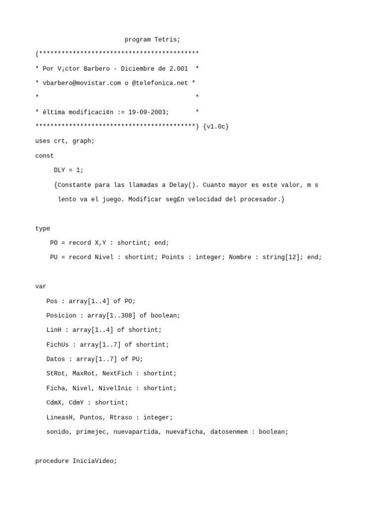 Teris | PDF | Programación de computadoras | Datos de computadora Teris | PDF | Programación de computadoras | Datos de computadora