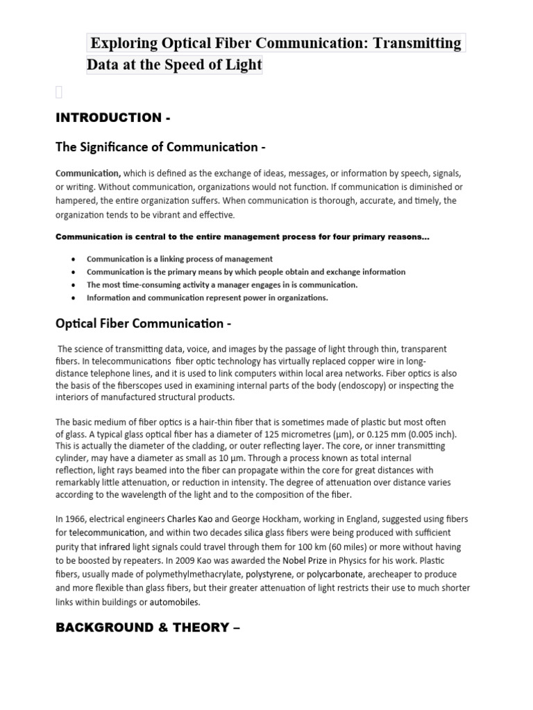 Optical Fiber Communication Insights | PDF | Optical Fiber | Optics