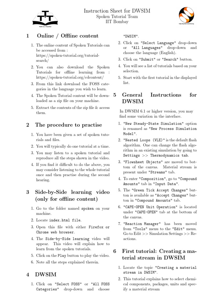 DWSIM Tutorial Instructions Guide | PDF | Computer File | Computer Science