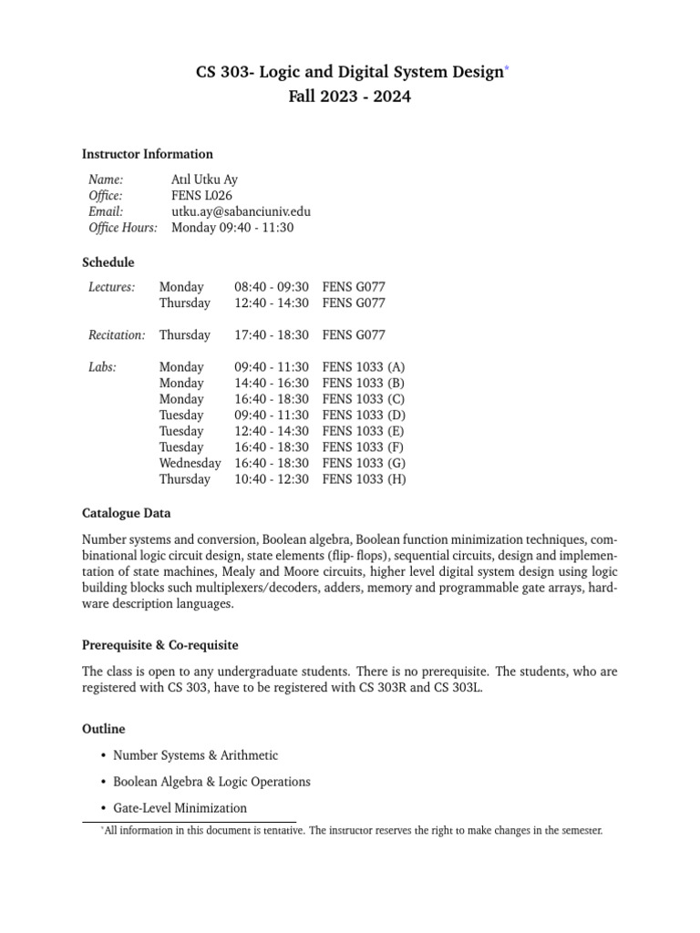 CS 303 - Fall 2023-2024 - Syllabus | PDF
