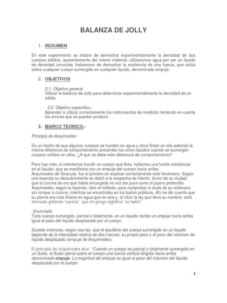 Balanza de Jolly | PDF | Densidad | Física