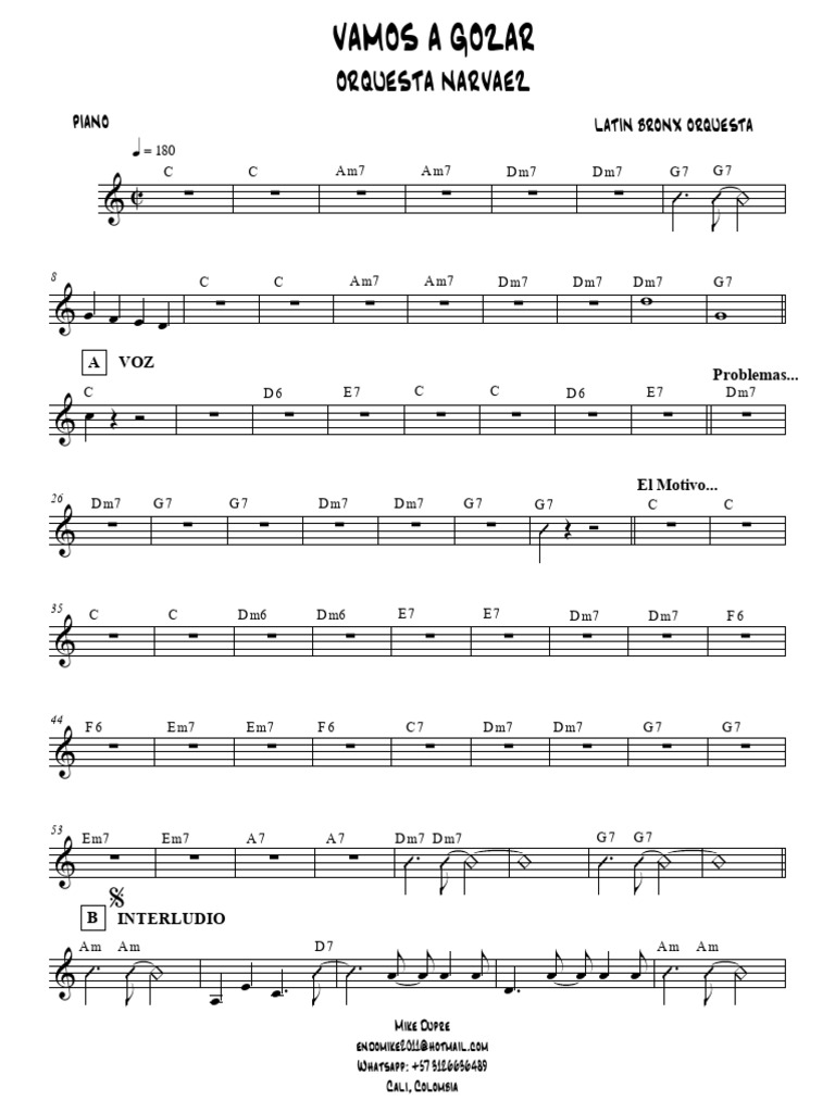Vamos A Gozar - Orquesta Narvaez - Piano | PDF