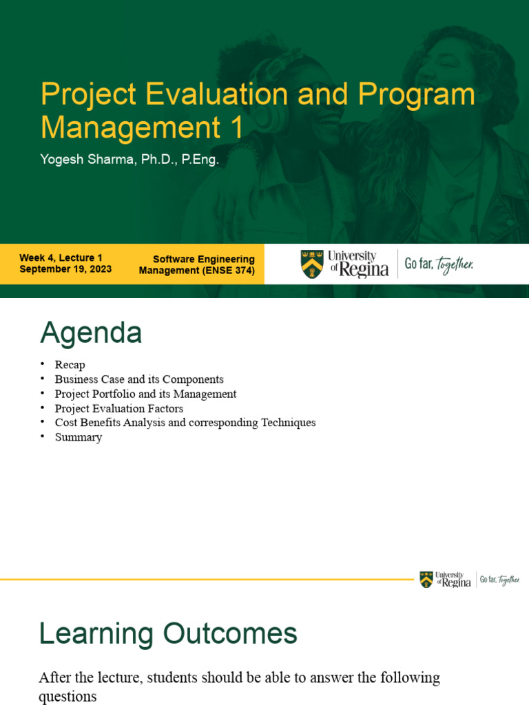 Lecture 1 (Project Evaluation and Program Management) | PDF
