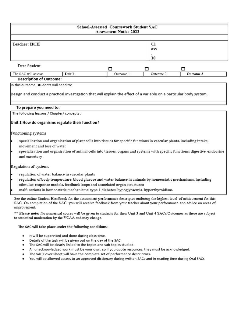 VCE_Bio_Unit_1_SAC_3_2023 | PDF