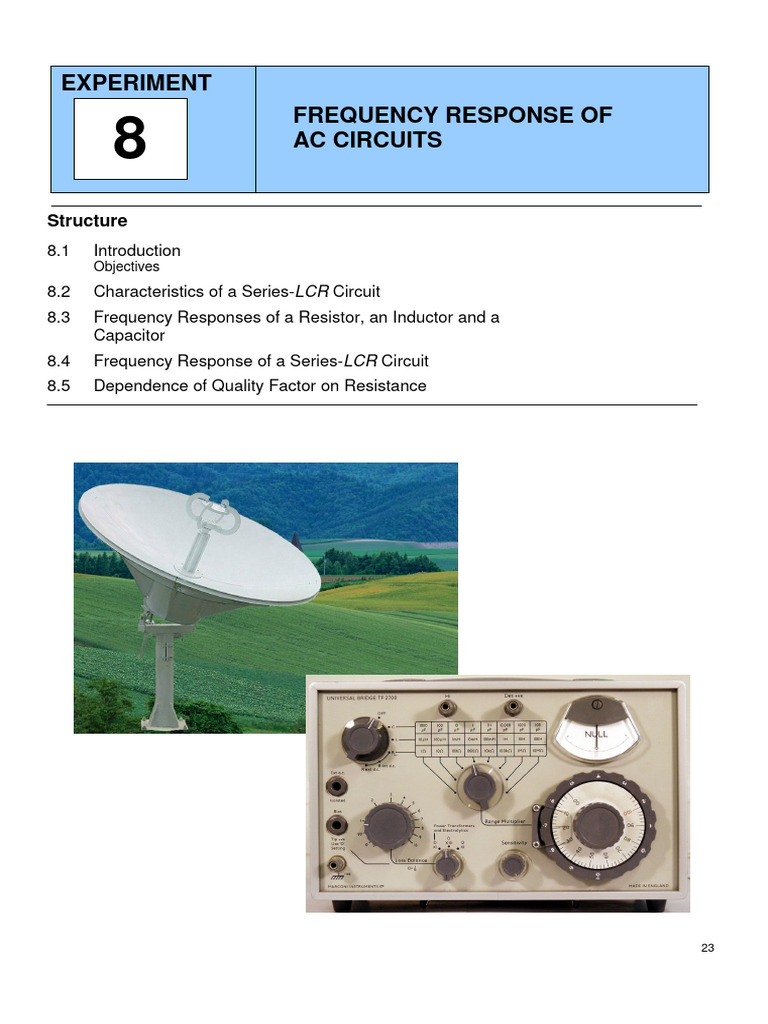 Experiment 8 | PDF | Electrical Impedance | Electrical Network