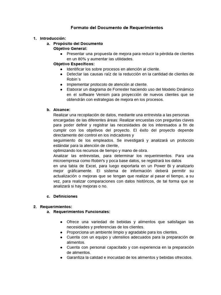 Formato Del Documento de Requerimientos | PDF