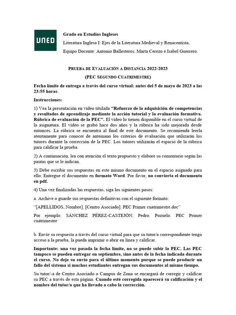 Pec 2 Ejes 2022 23 | PDF