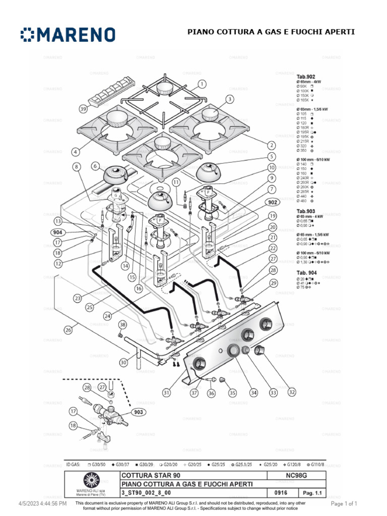 Manual de Parte Mareno NC98G28 | PDF