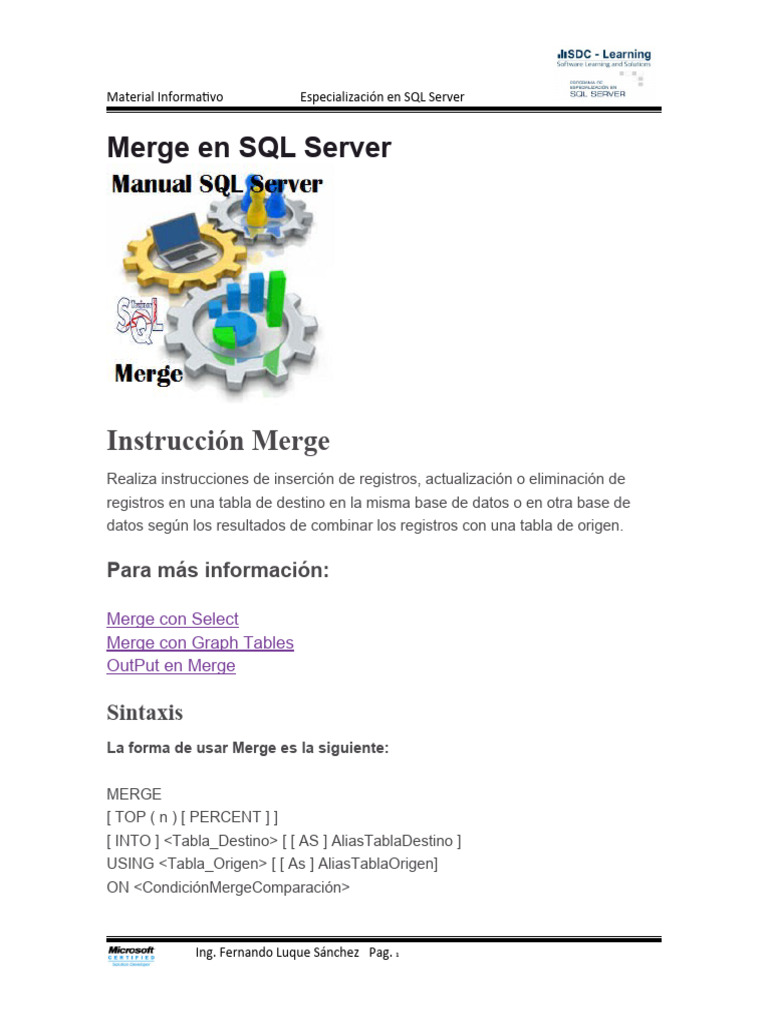 10.2 SQLServer - FernandoLuque - Material - Merge | PDF | SQL | Informática