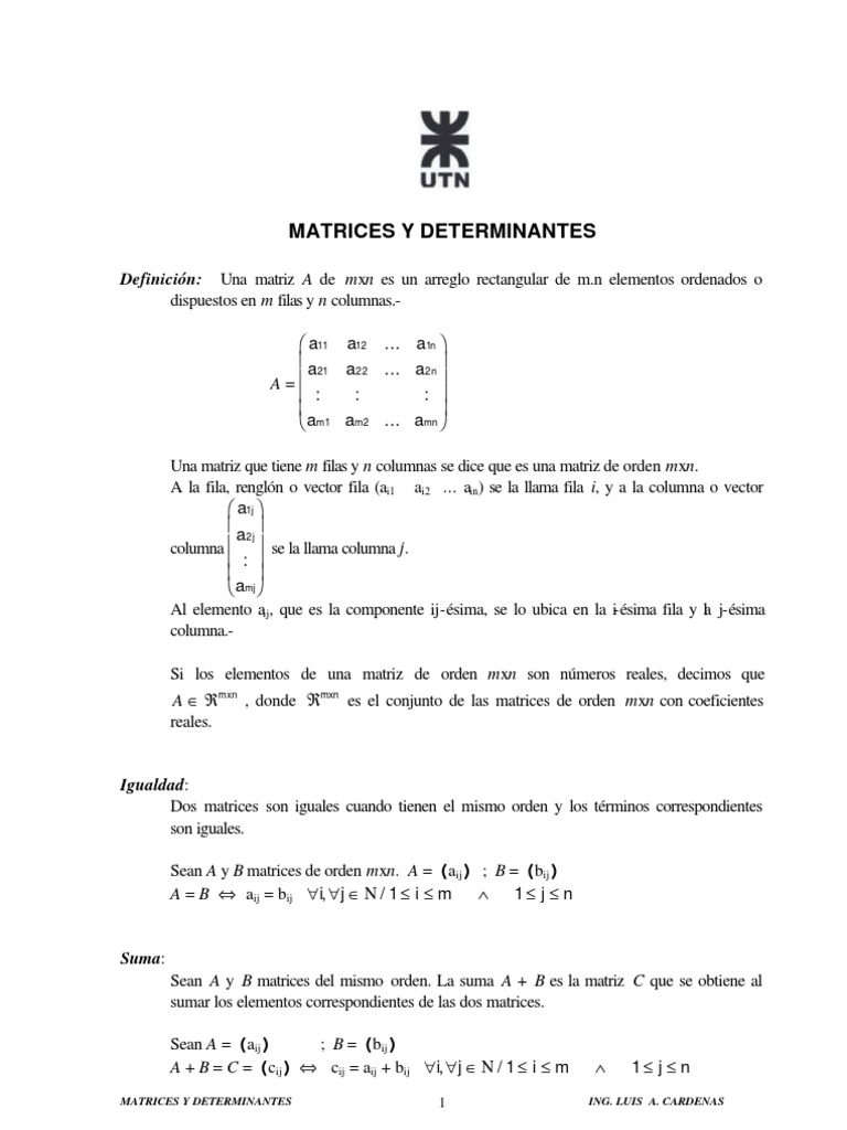 Matrices y Determinantes | PDF | Determinante | Matriz (Matemáticas)