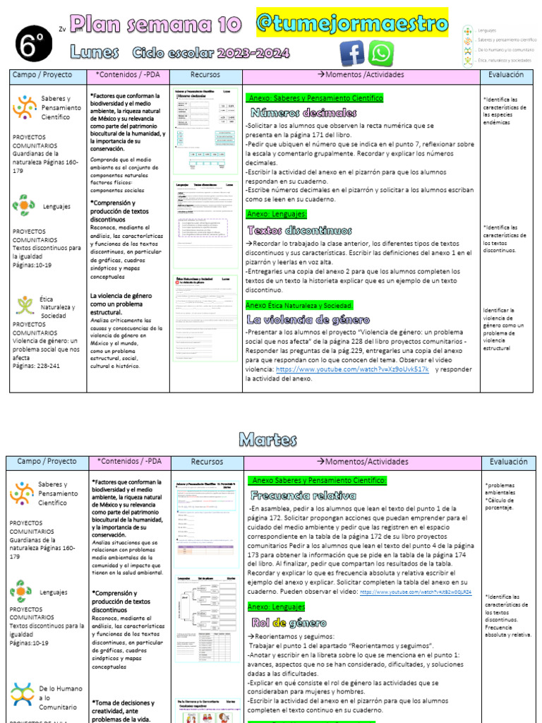 6 Plan Semana 10 2023 Tumejormaestro - 231029 - 120029 | PDF