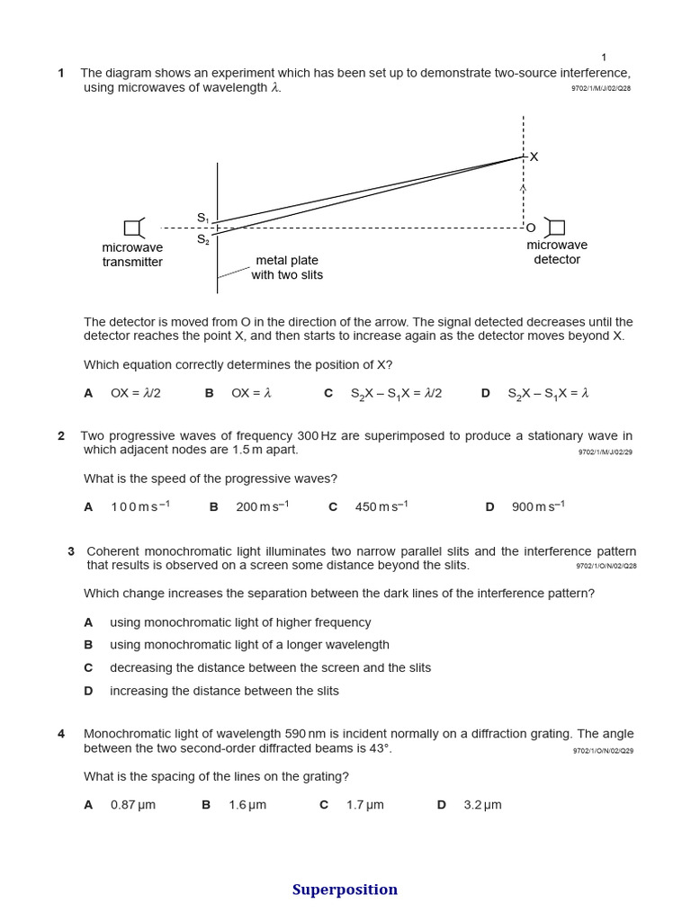 Superposition Pdf Wavelength Diffraction