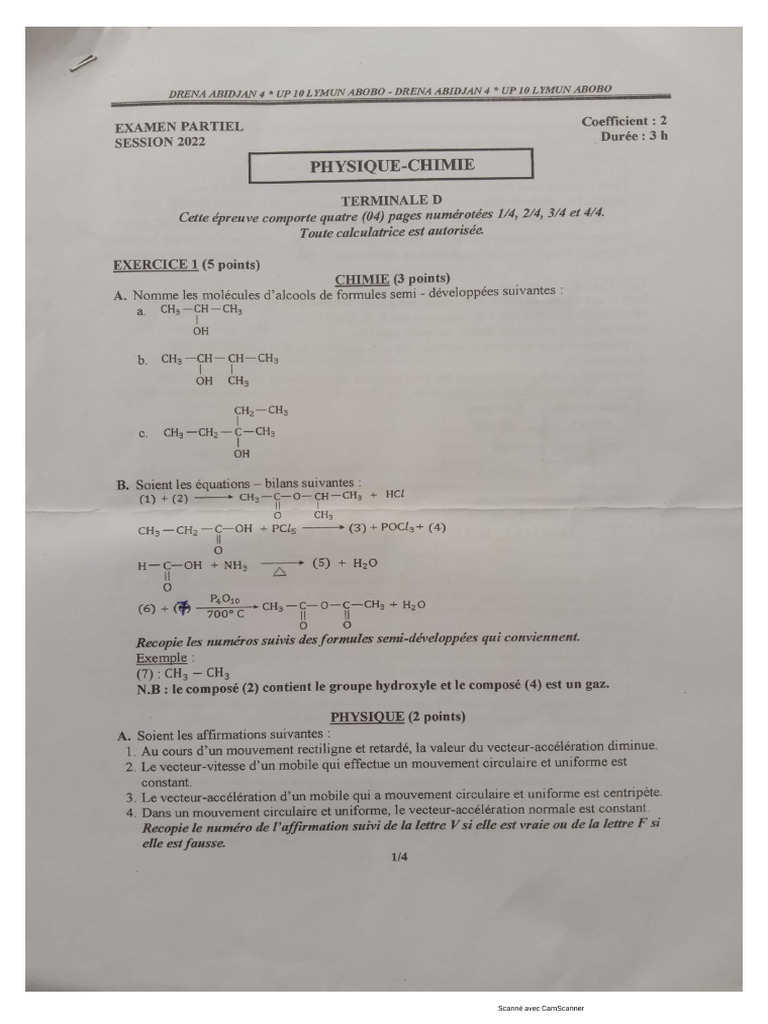 Pc Tle D Essai Lymua | PDF