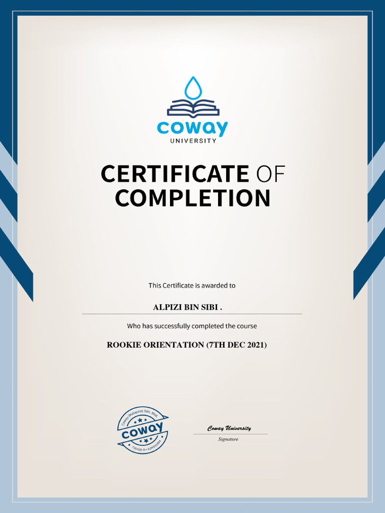 Rookie Orientation Completion Certificate December 2021 2 | PDF
