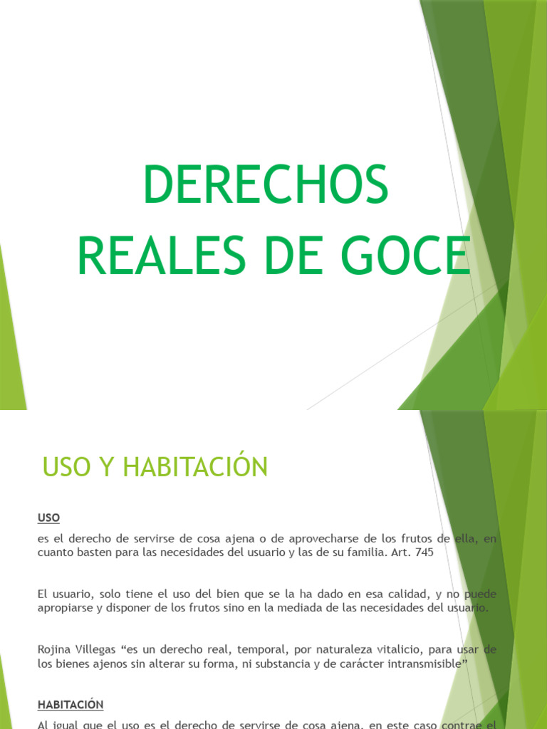 Derechos Reales de Goce - Uso y Habitación | PDF
