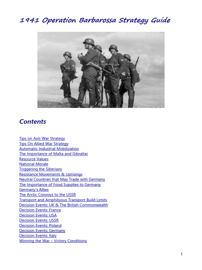 1941 Operation Barbarossa Strategy Guide | PDF