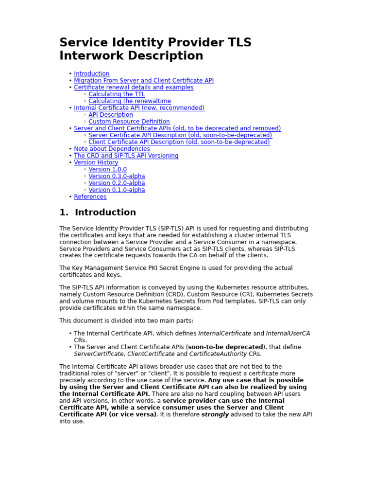 Service Identity Provider TLS API Documentation | PDF