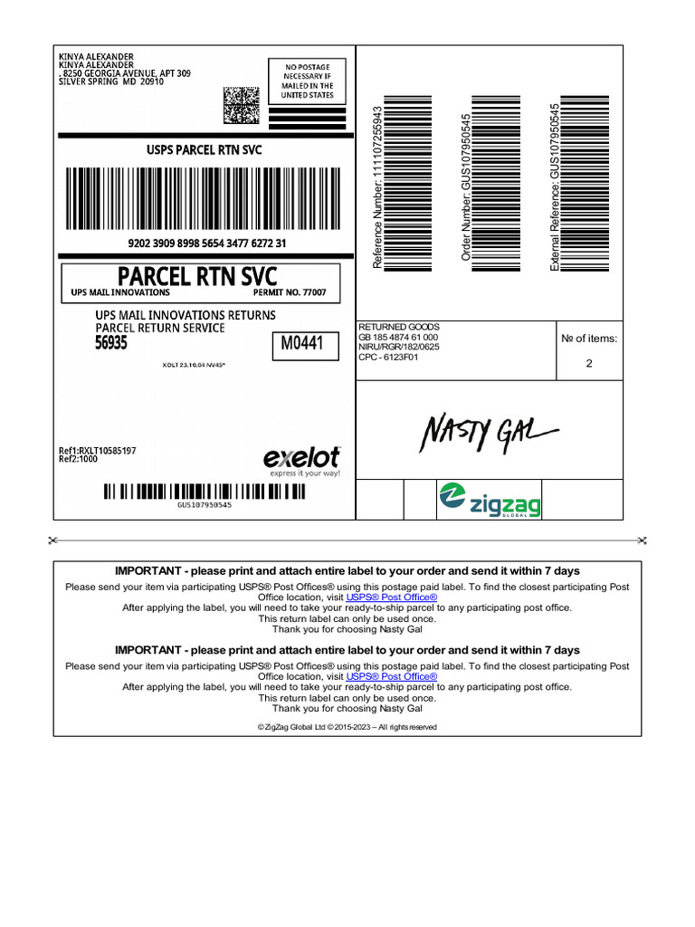 Label GUS107950545 | PDF