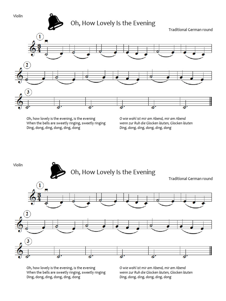 Oh, How Lovely Is The Evening: Violin | PDF | Music Production | Orchestras