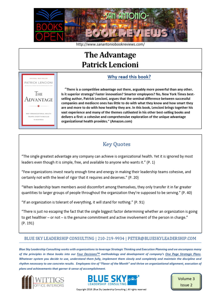 The Advantage Patrick Lencioni | PDF