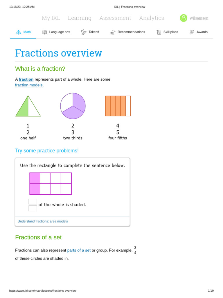 IXL - Fractions Overview | PDF