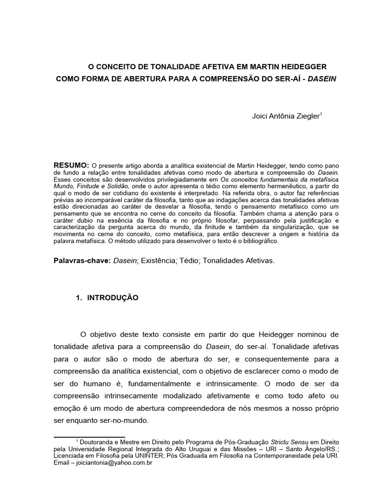 Tonalidade Afetiva em Heidegger | Download grátis PDF | Martin ... Tonalidade Afetiva em Heidegger | Download grátis PDF | Martin ...